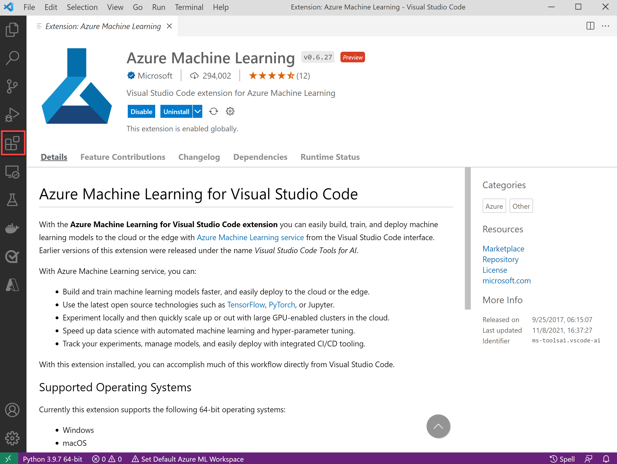 Visual Studio Code And The Ai Extension With Azure Machine Learning 